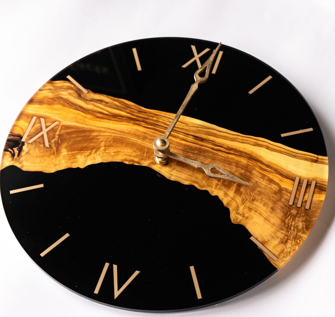 Epoxy Resin Clock, Epoxy Wall Clocks, Roman Numeral Wall Clock, Black ...