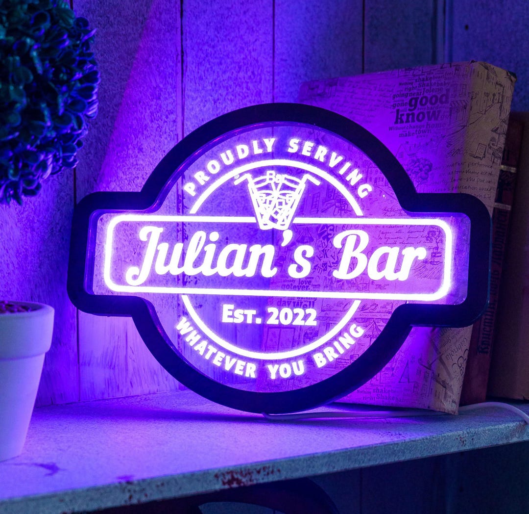 Custom Bar Neon Sign, Home Bar Neon Sign, Personalized Bar Neon Sign ...