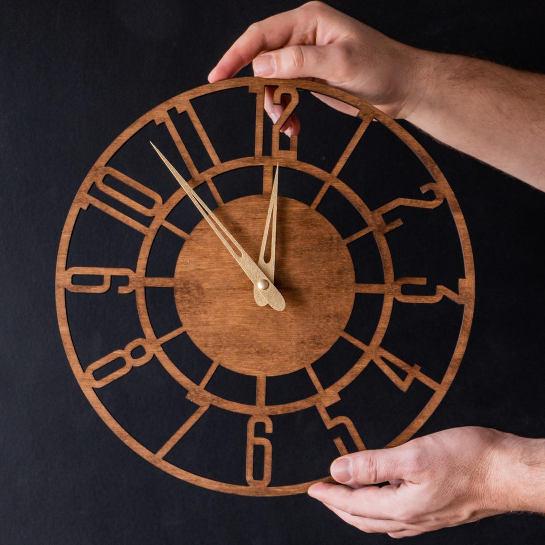 Wooden Wall Clock, Farmhouse Wall Clock Roman Numbers, Oversized Wall ...