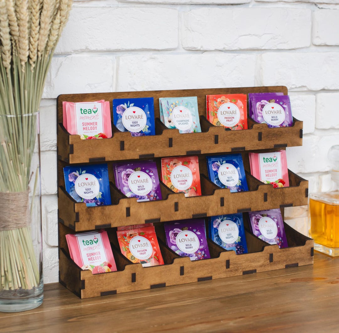 Wood Tea Bag Holder Organizer, Tea Bag Storage Modern, Tea Bag Wall ...