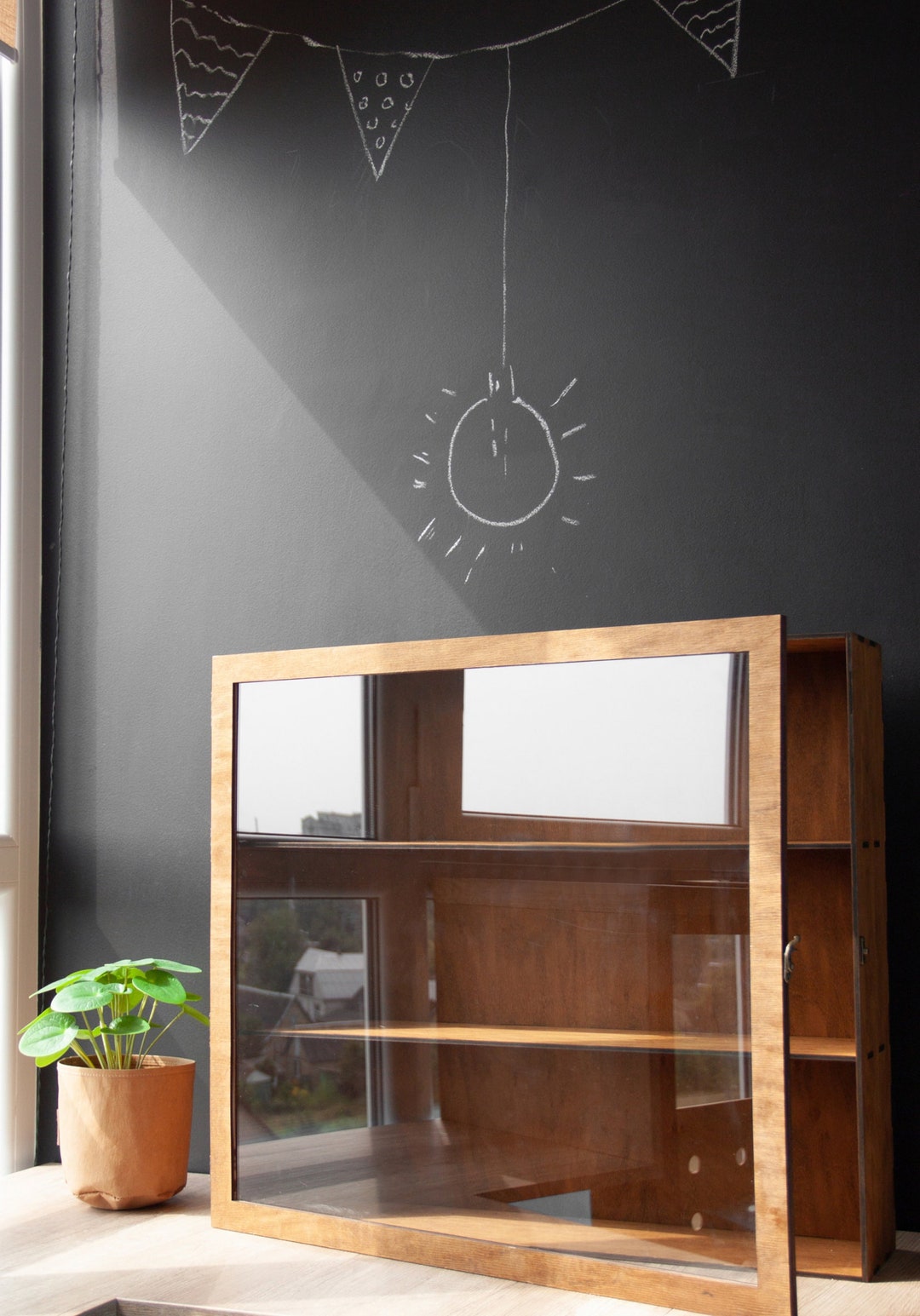 Display Cabinet With Glass Door, Display Case for Collectibles, Display ...