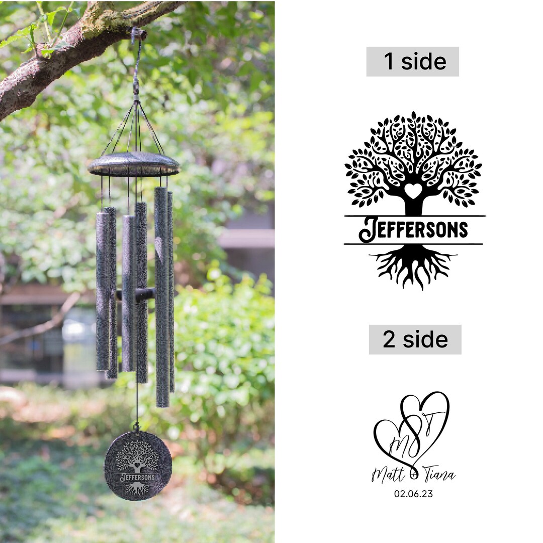 Wedding Wind Chimes Personalized, Interlocking Hearts, Engraved ...
