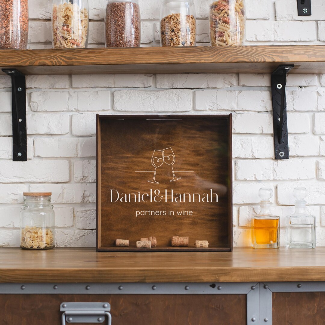 Personalized Wine Cork Box, Engraved Wine Cork Box, Handmade Wine Cork ...