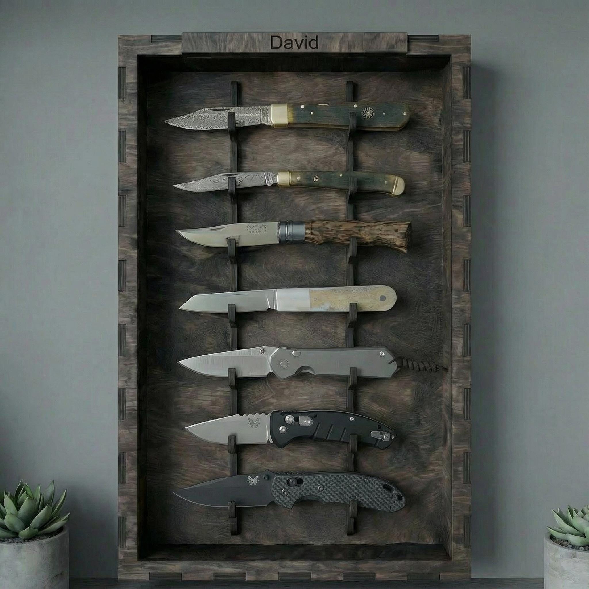 Wooden Knife Display Box, Wood Pocket Knife Display Case, Pocket Knife ...