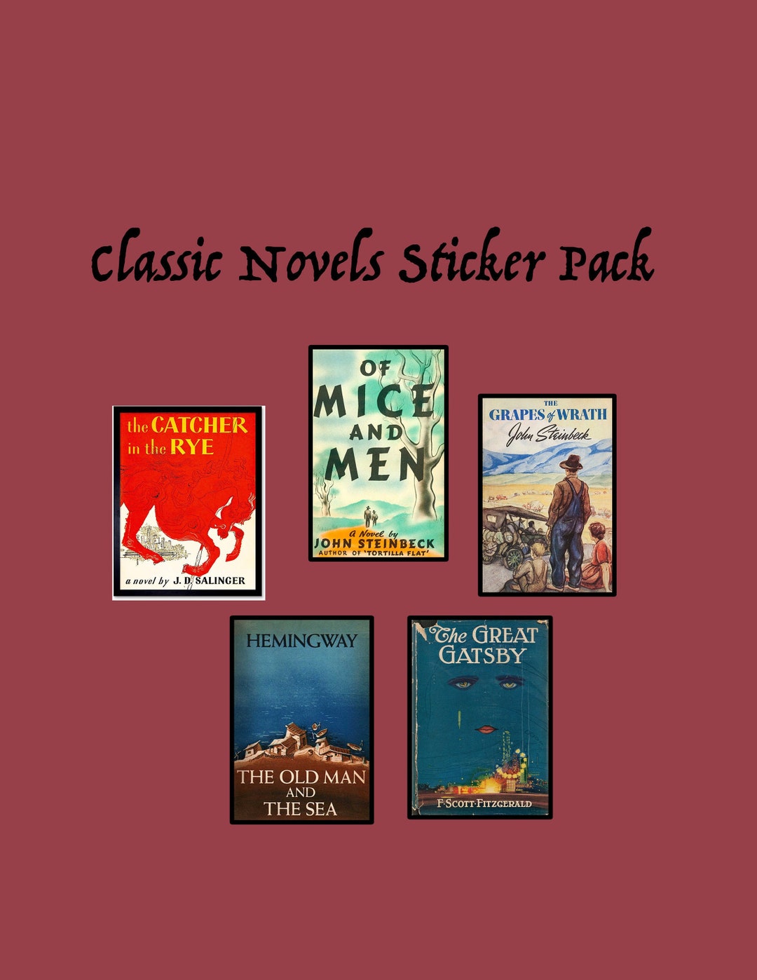 Classic Novels Sticker 5 Pack - Etsy