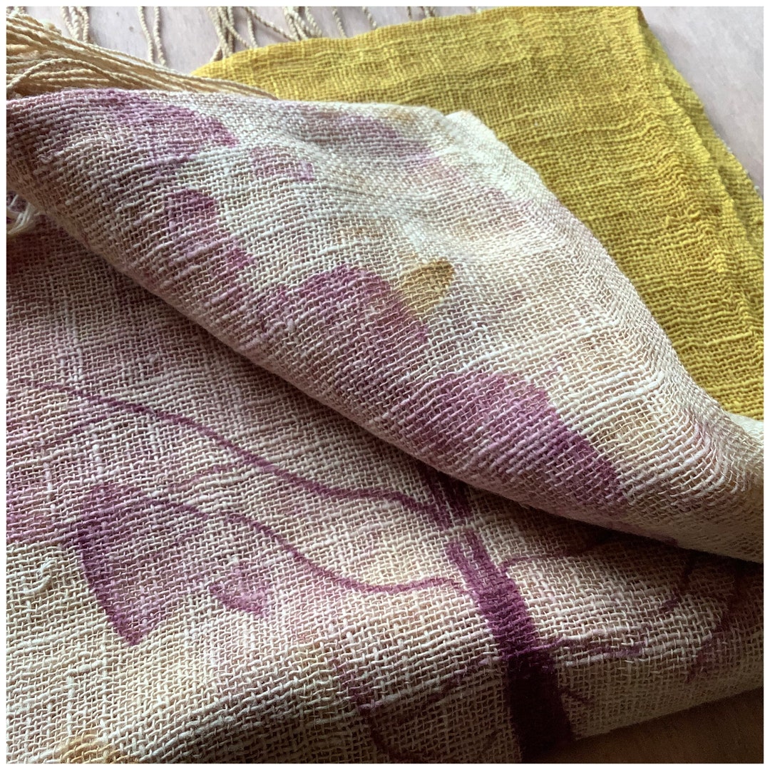 Plant Dyed Cotton Shawl. A Handspun, Handwoven and Handdyed Unique ...