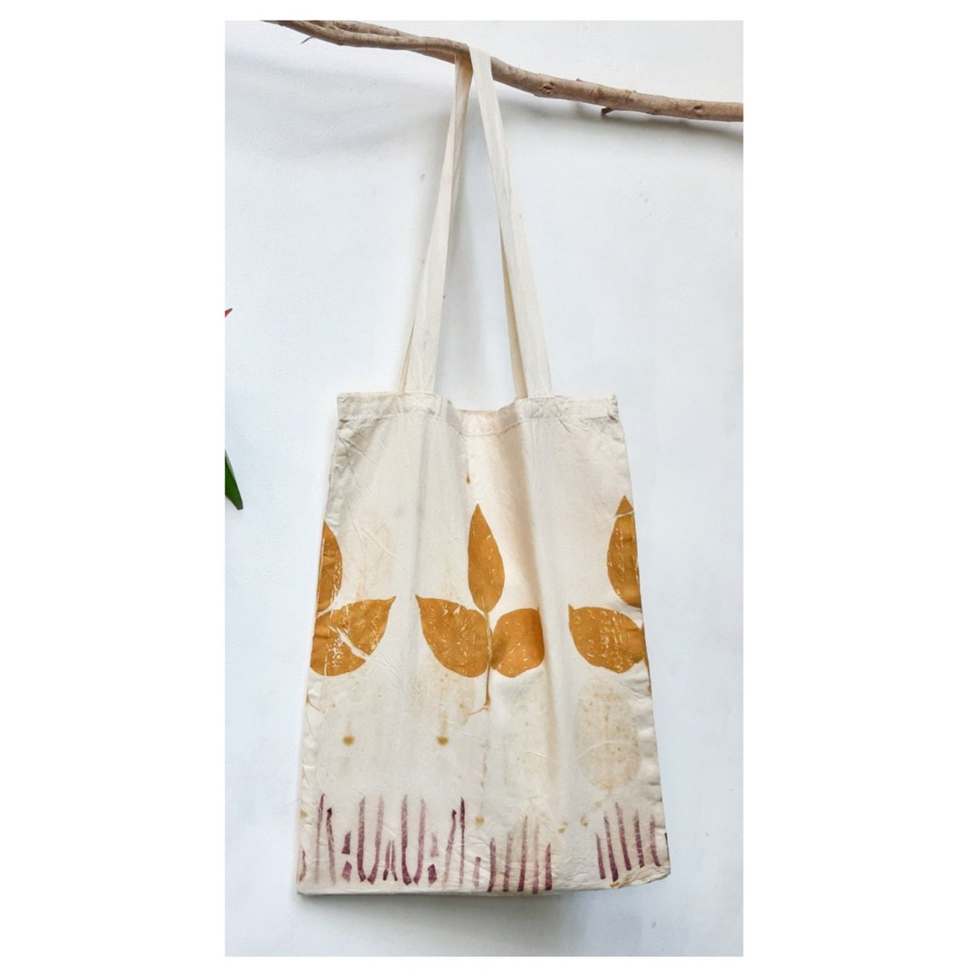 Plant Dyed Organic Bag, Calico Tote Shopper Bag, Sustainable, Vegan and ...