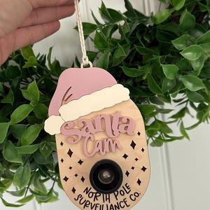 Santa Cam Ornament, Sant Cam Magnet, Kids Cam, Wood Santa Cam Ornament ...