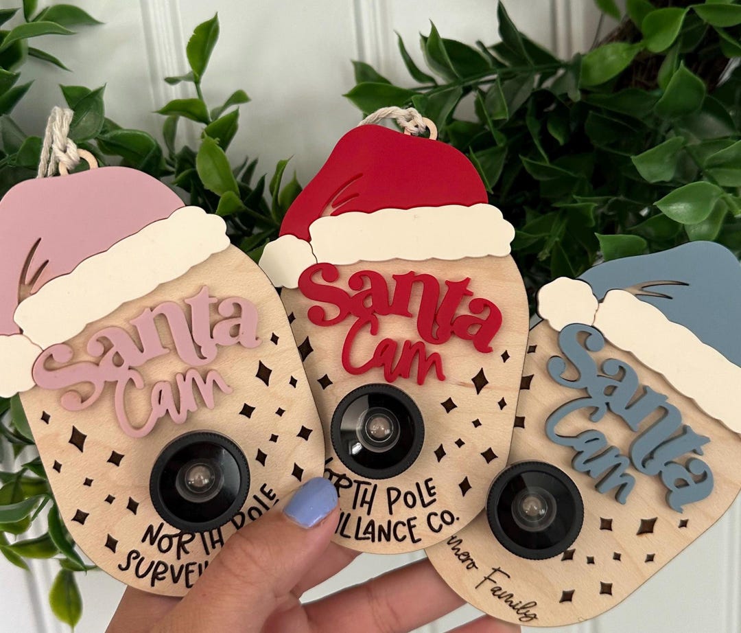 Santa Cam Ornament, Sant Cam Magnet, Kids Cam, Wood Santa Cam Ornament ...