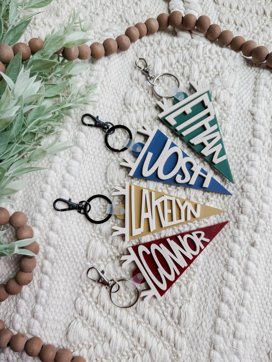 Pennant Name Keychain, Pennant Backpack Tag, Kids Bag Tag, Name Bag Tag ...