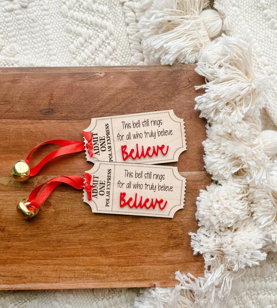 Polar Express Bell Ticket, Christmas Ornament, Maple Plywood With ...