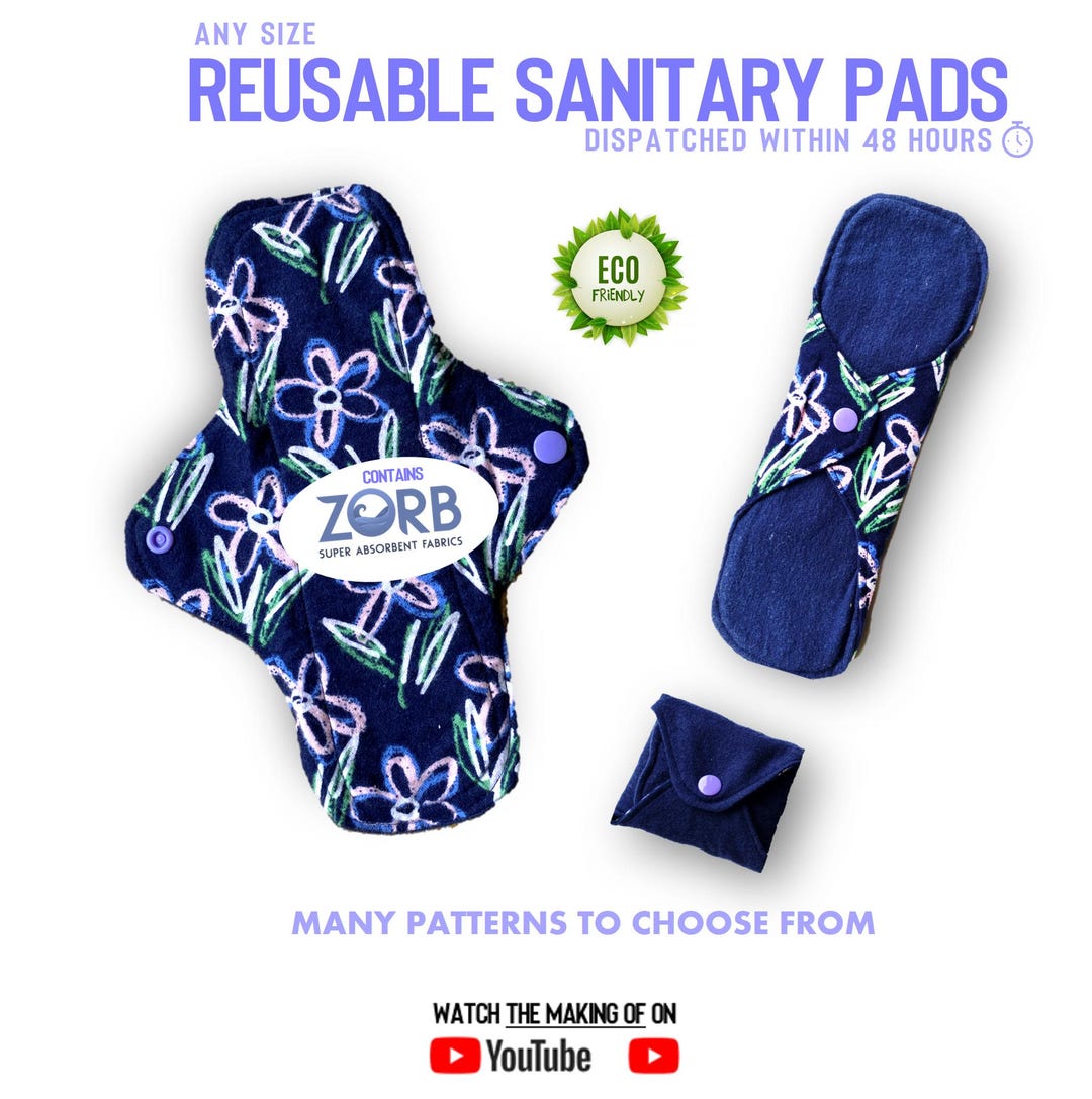 Reusable Sanitary Towels / Cloth Pads With Zorb and PUL - Small, Medium ...