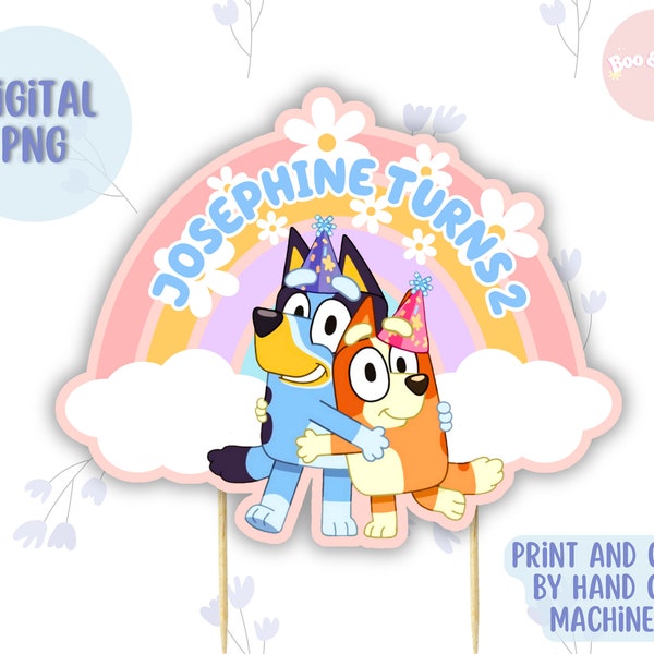 Personalised bluey cake topper - Etsy España