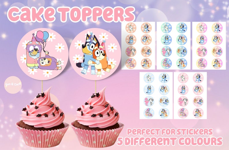 Bluey Cupcake Toppers Printable Matching Invite Birthday Girl Etsy Uk