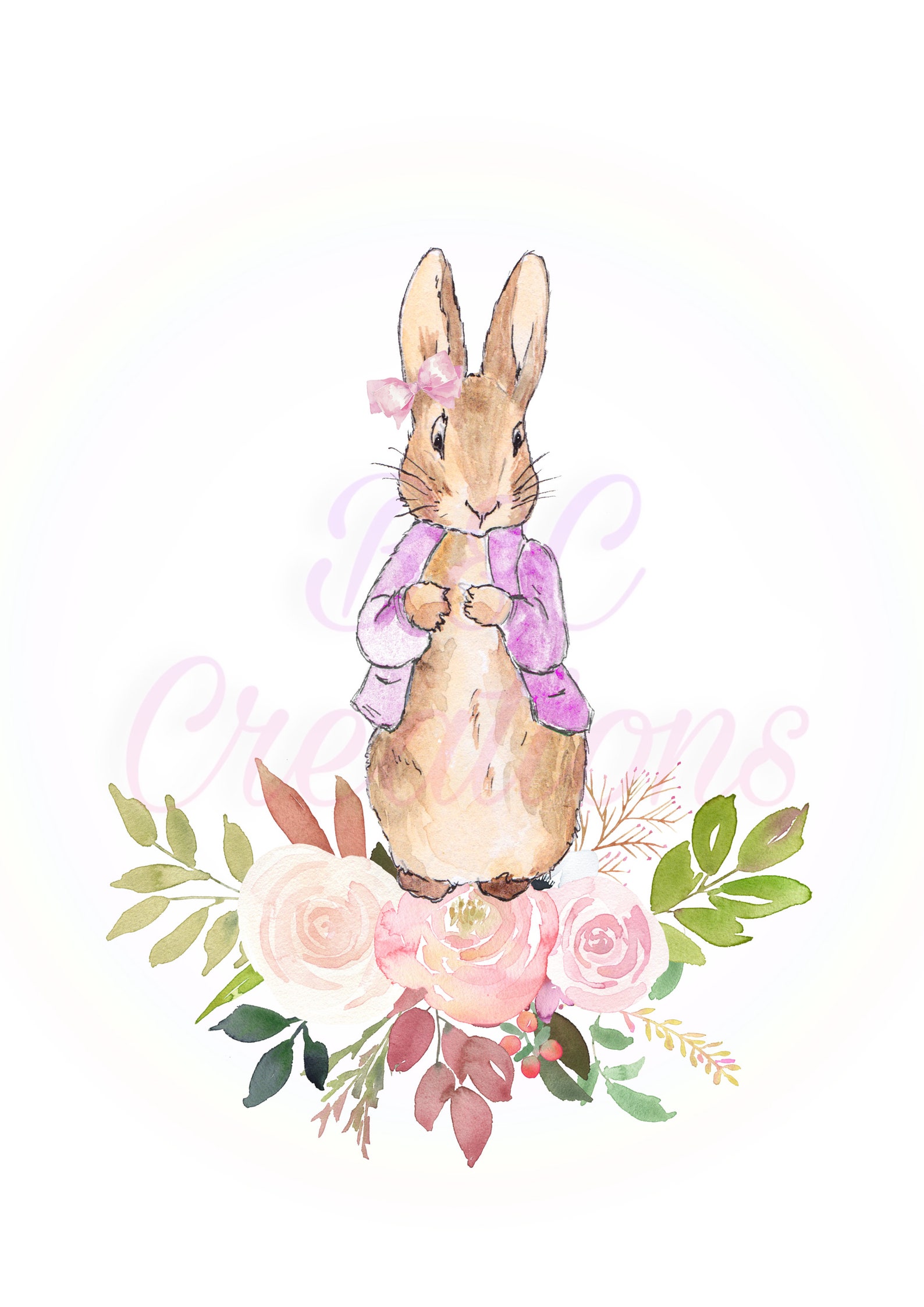 Peter Rabbit Flopsy Pink Nursery Print Set | Etsy