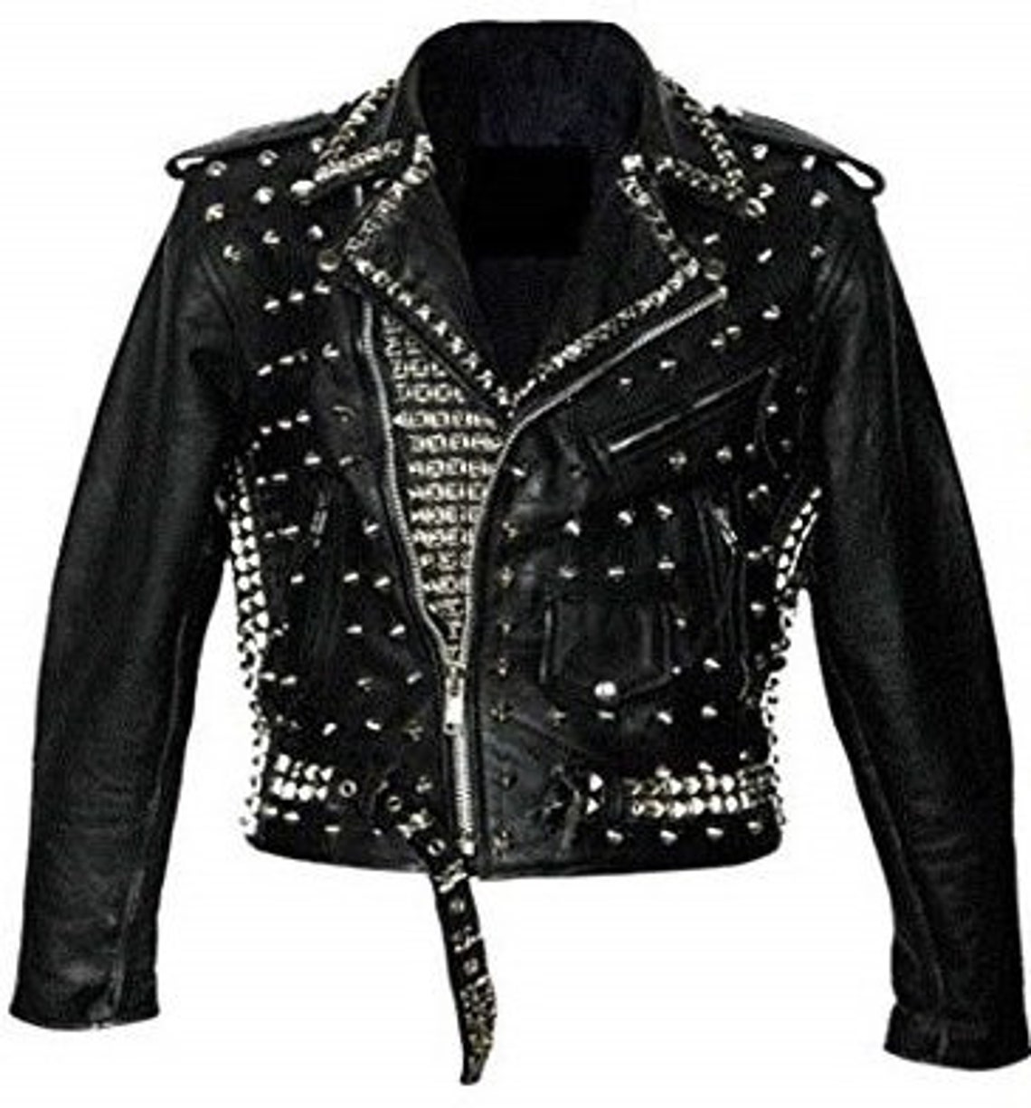 Customize Men Spiked Studded Black Leather Handmade Brando - Etsy