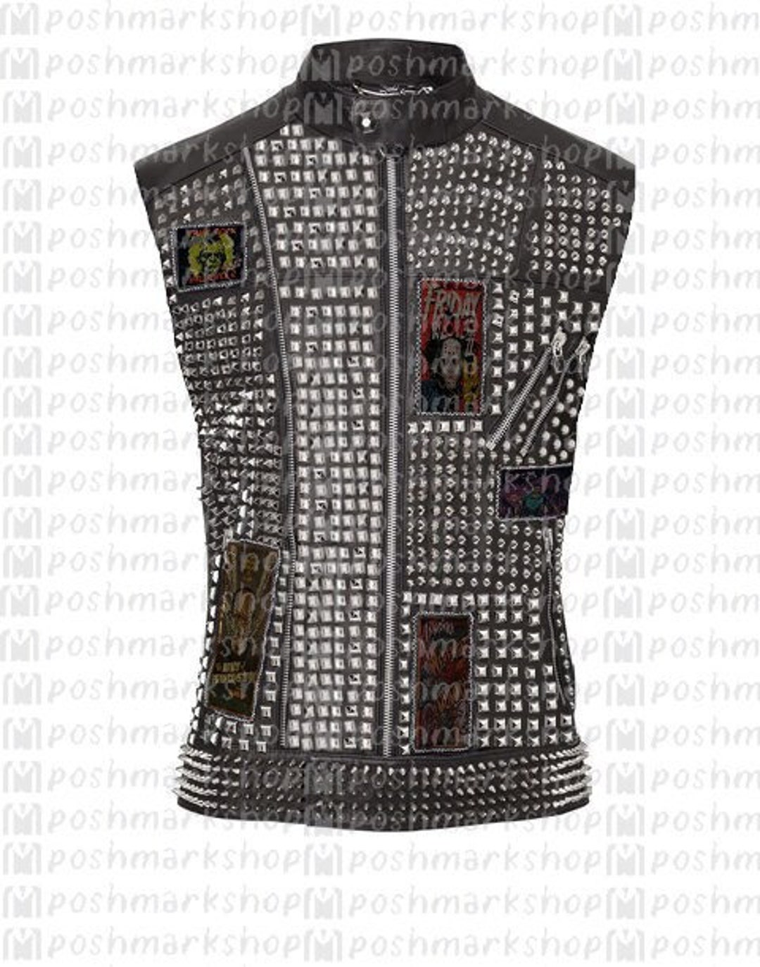 Men's Customize Leather Vest Jacket, Motor Bike Studded Punk Rock Vest ...