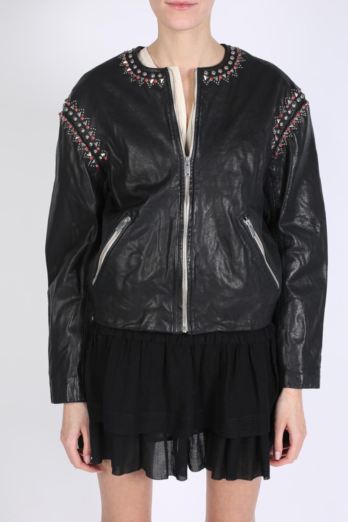 Made to Hand Black Color Leather Jacket Women Studded Jacket | Etsy