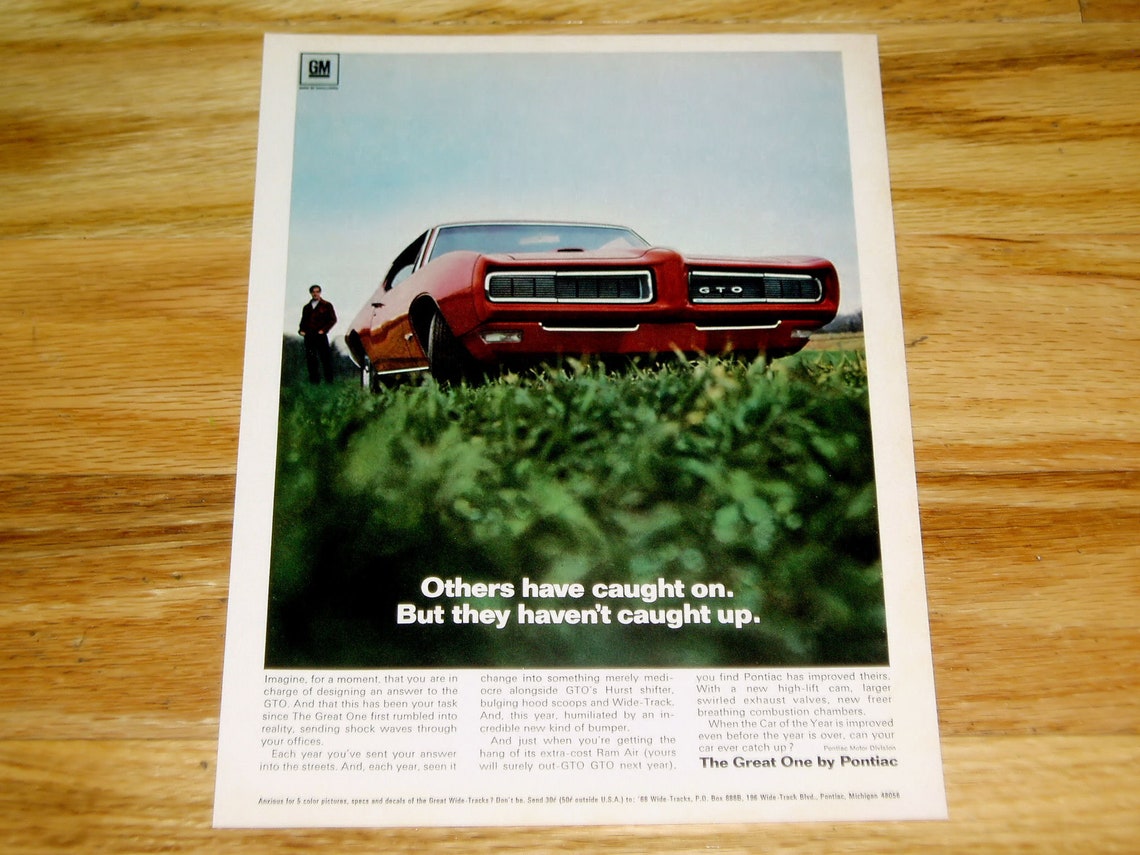 1968 PONTIAC GTO AD * Vintage/original Magazine Advertisement *lemans ...