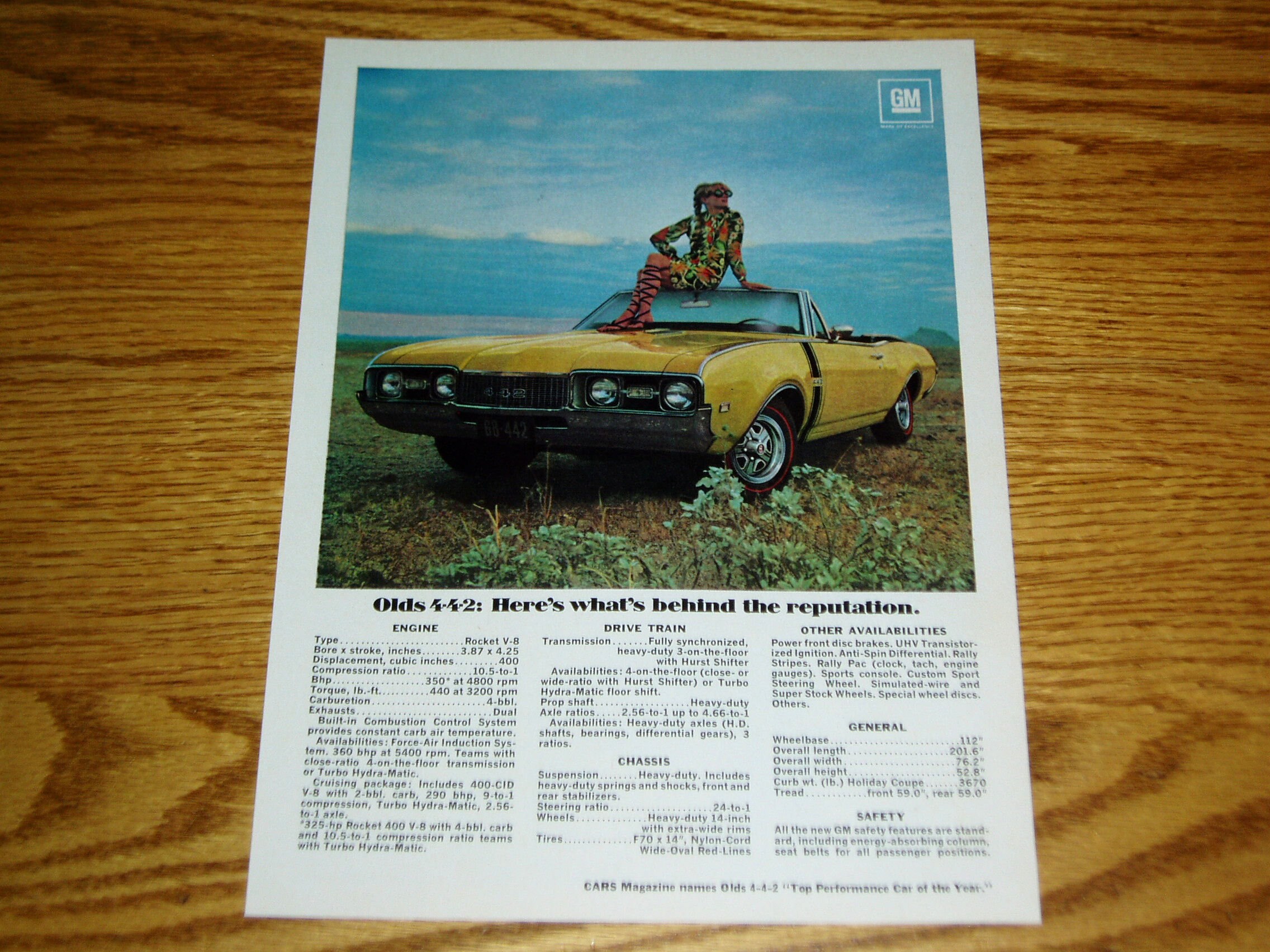 1968 OLDSMOBILE 442 CONVERTIBLE AD * Vintage/original Advertisement ...