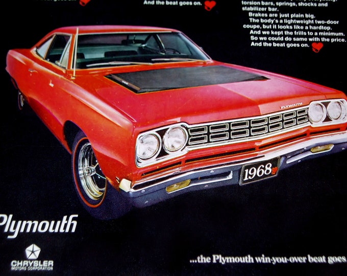 1968 PLYMOUTH ROAD RUNNER Ad *vintage/original Magazine Advertisement ...