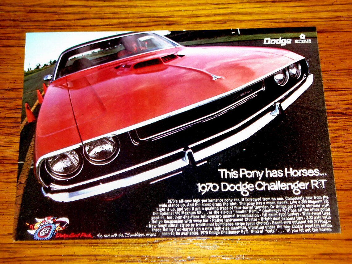 1970 DODGE CHALLENGER AD * Vintage/original *rt/426 Hemi/383/440/v8 ...