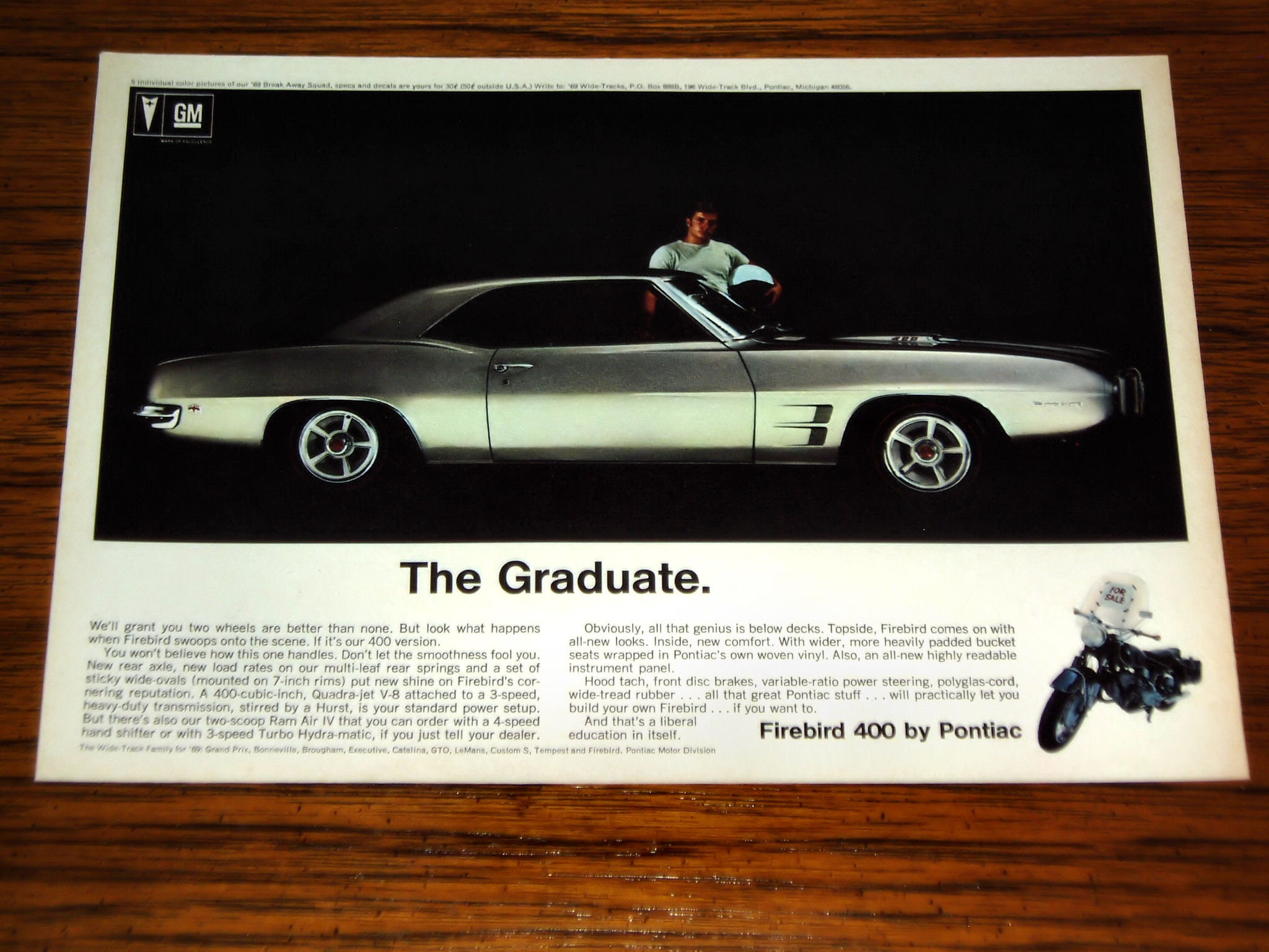 1969 PONTIAC FIREBIRD 400 *vintage/original Magazine Advertisement ...