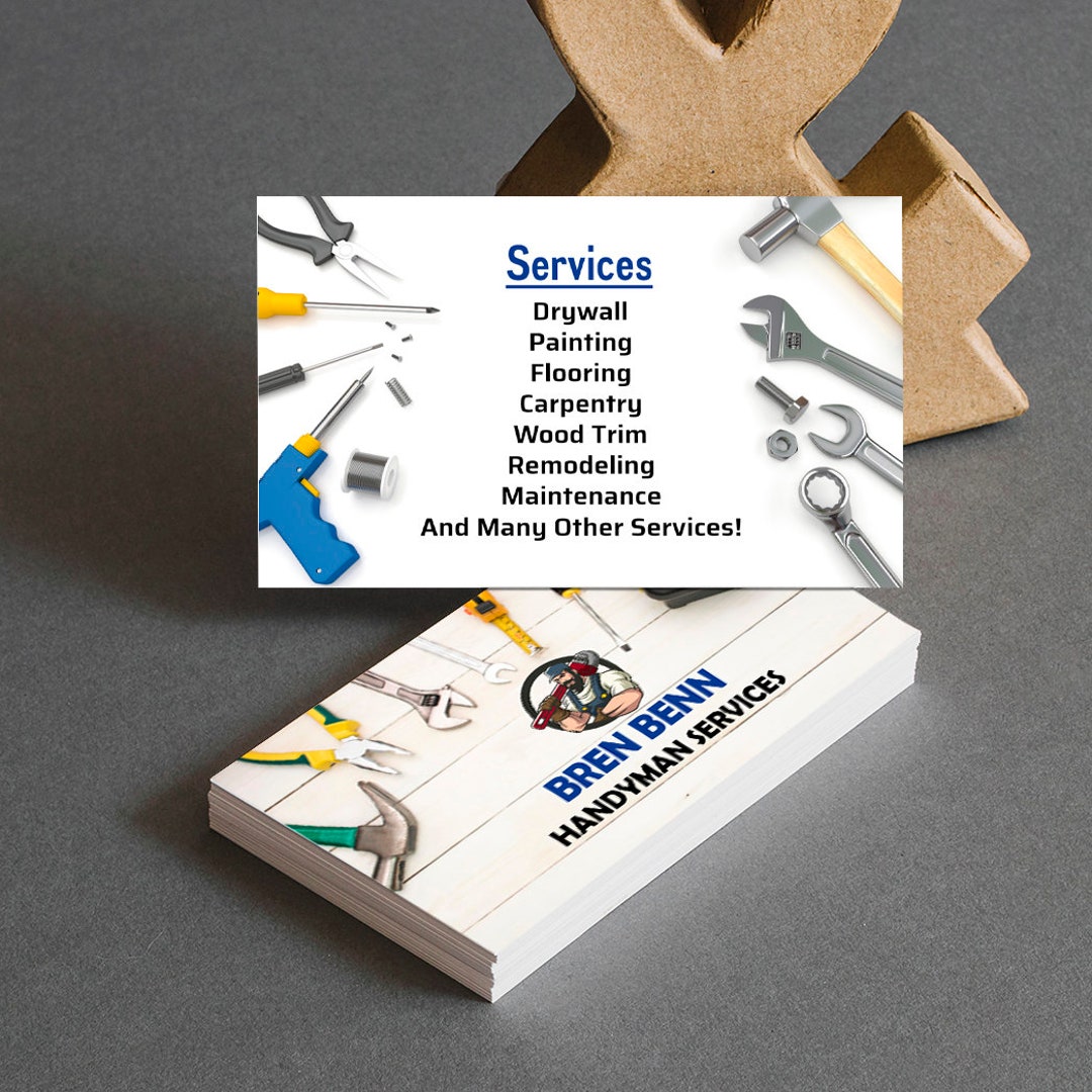 Personalized Handyman Service Business Cards-custom Printed Business ...