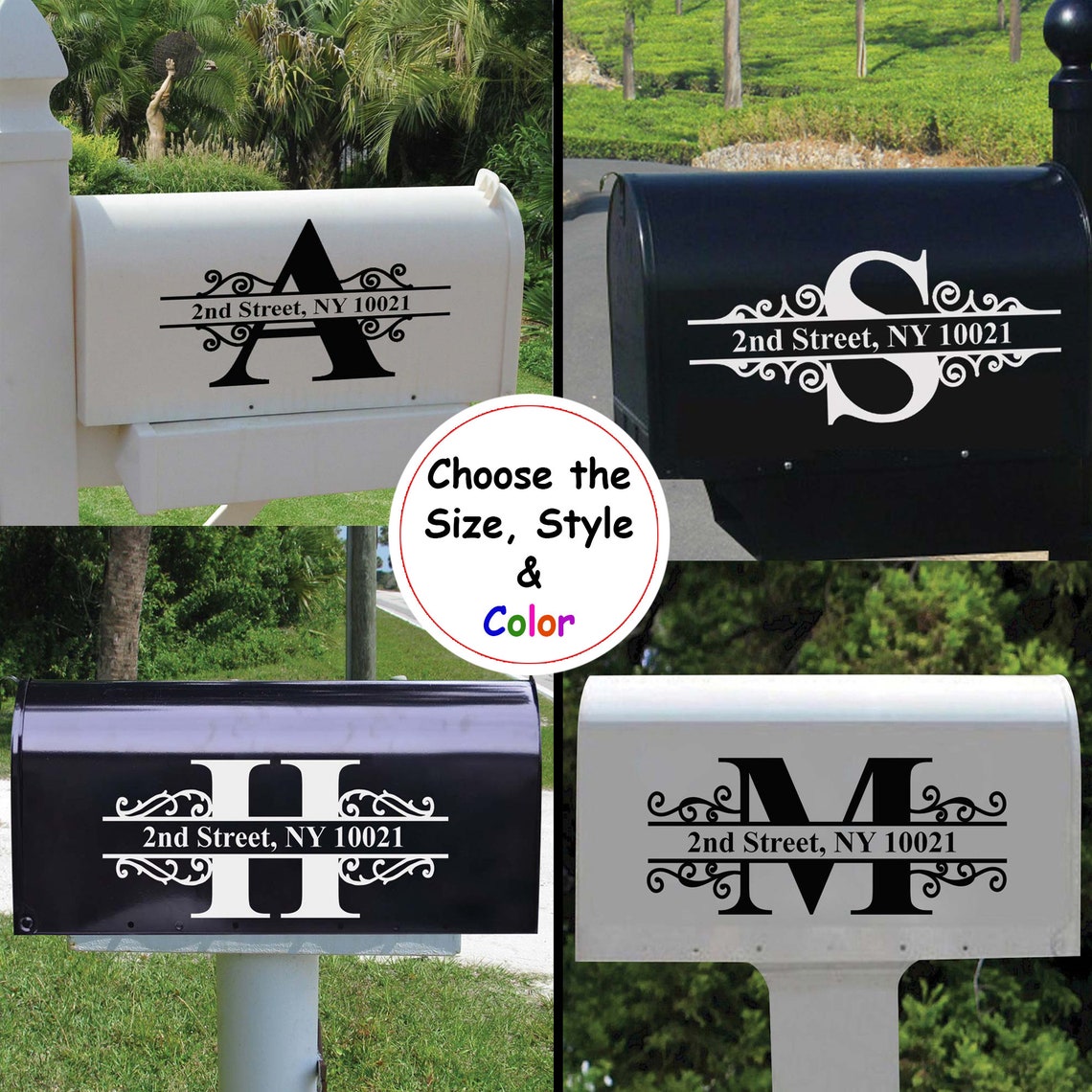 Printed Split Monogram Mailbox Numbers Decal Self Adhesive - Etsy