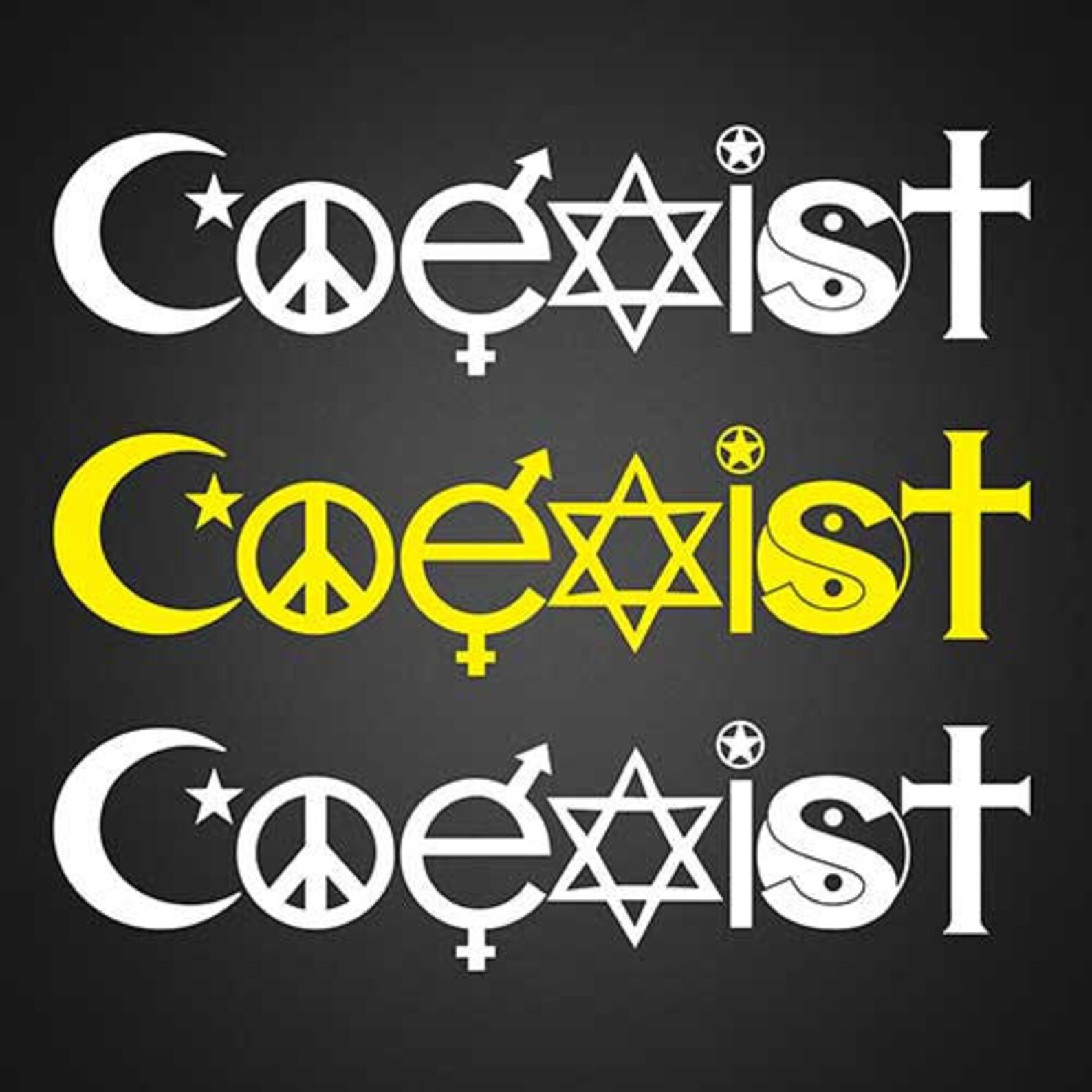 Printed Coexist Vinyl Decal Coexist Vinyl Sticker for Car | Etsy