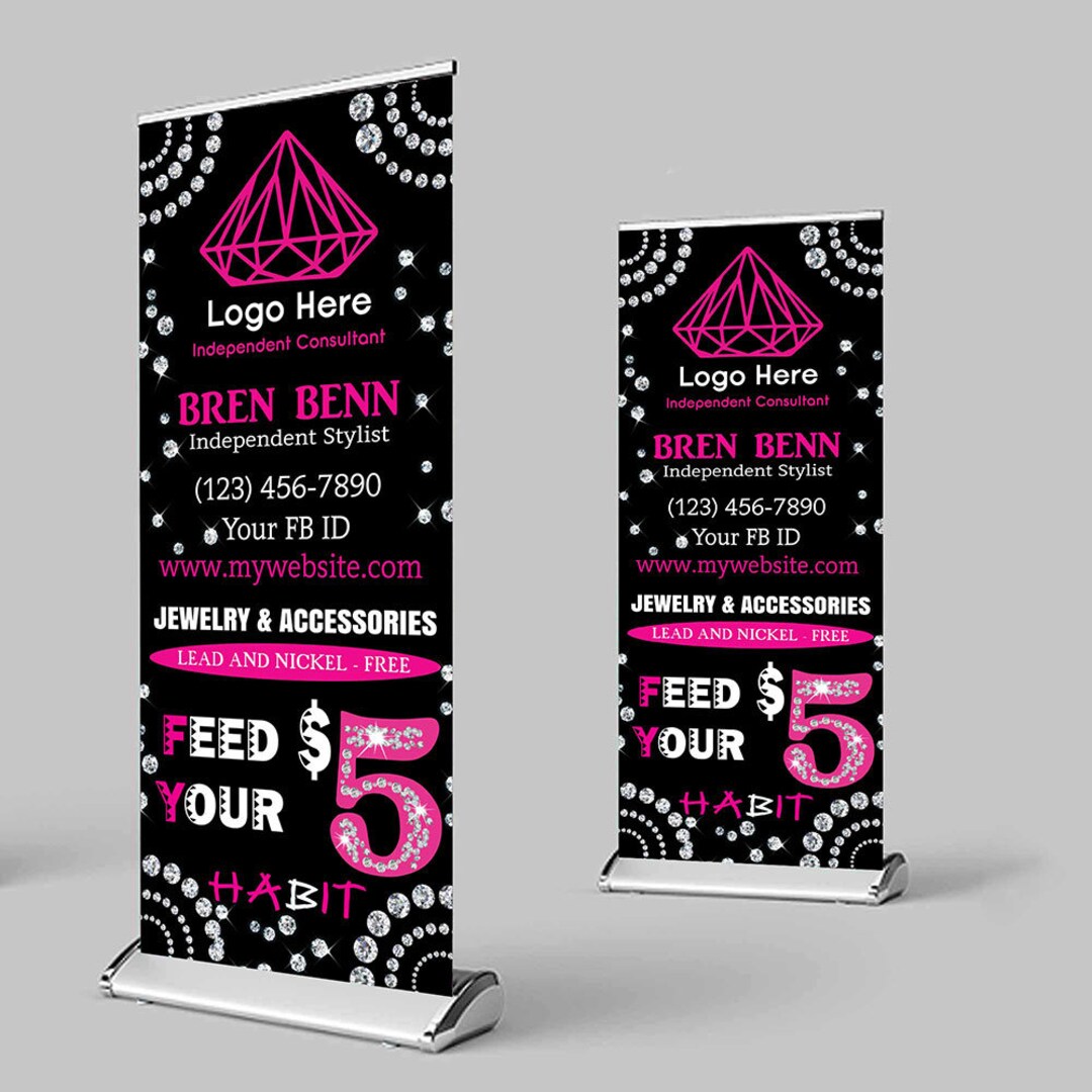 Personalized Jewelry Retractable Banner 33"x81"_ Custom Retractable ...