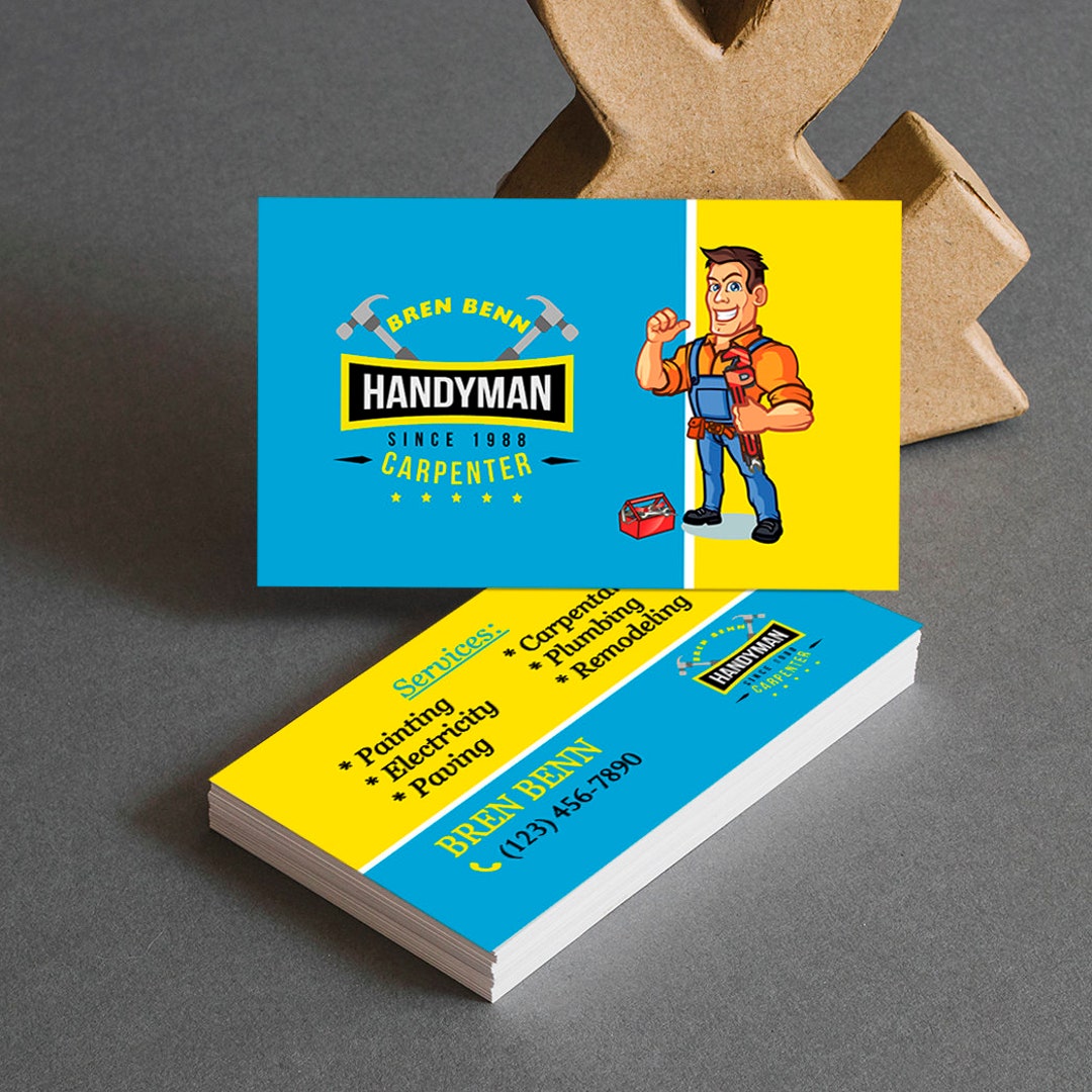 Personalized Handyman Service Business Cards-custom Printed Business ...