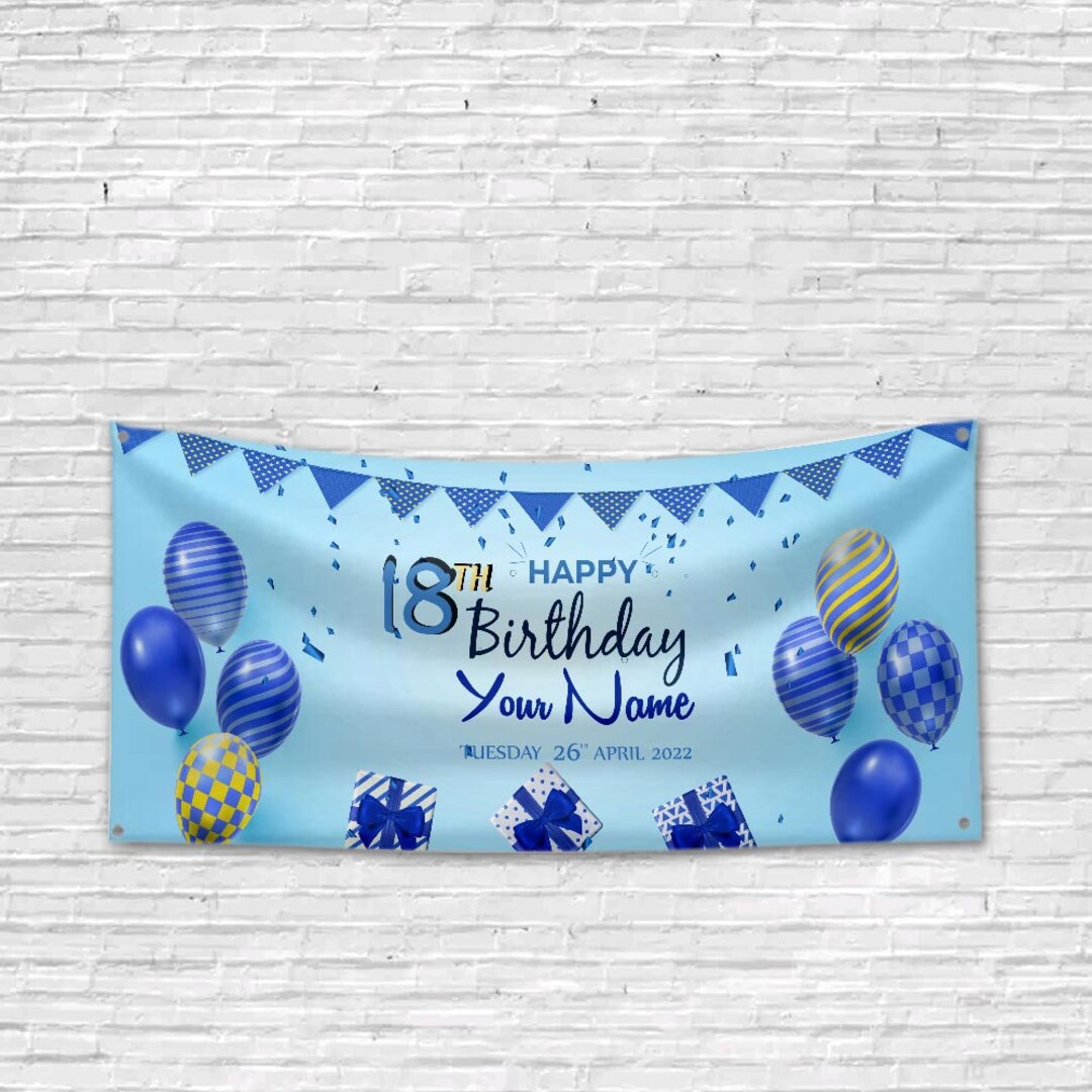 Custom Printed 18th Birthday Vinyl Banner, Full Color Personalized ...