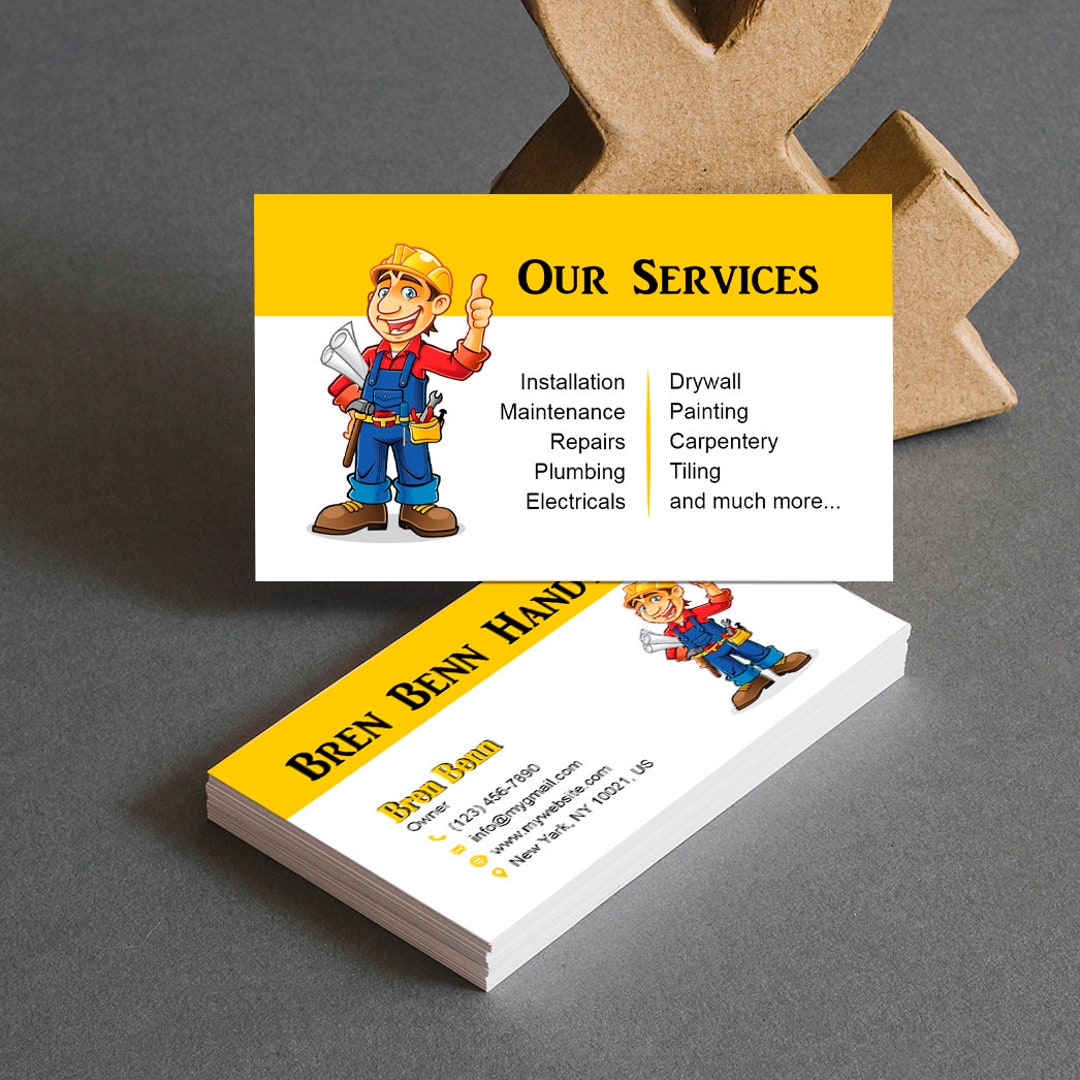 Personalized Handyman Service Business Cards-custom Printed Business ...