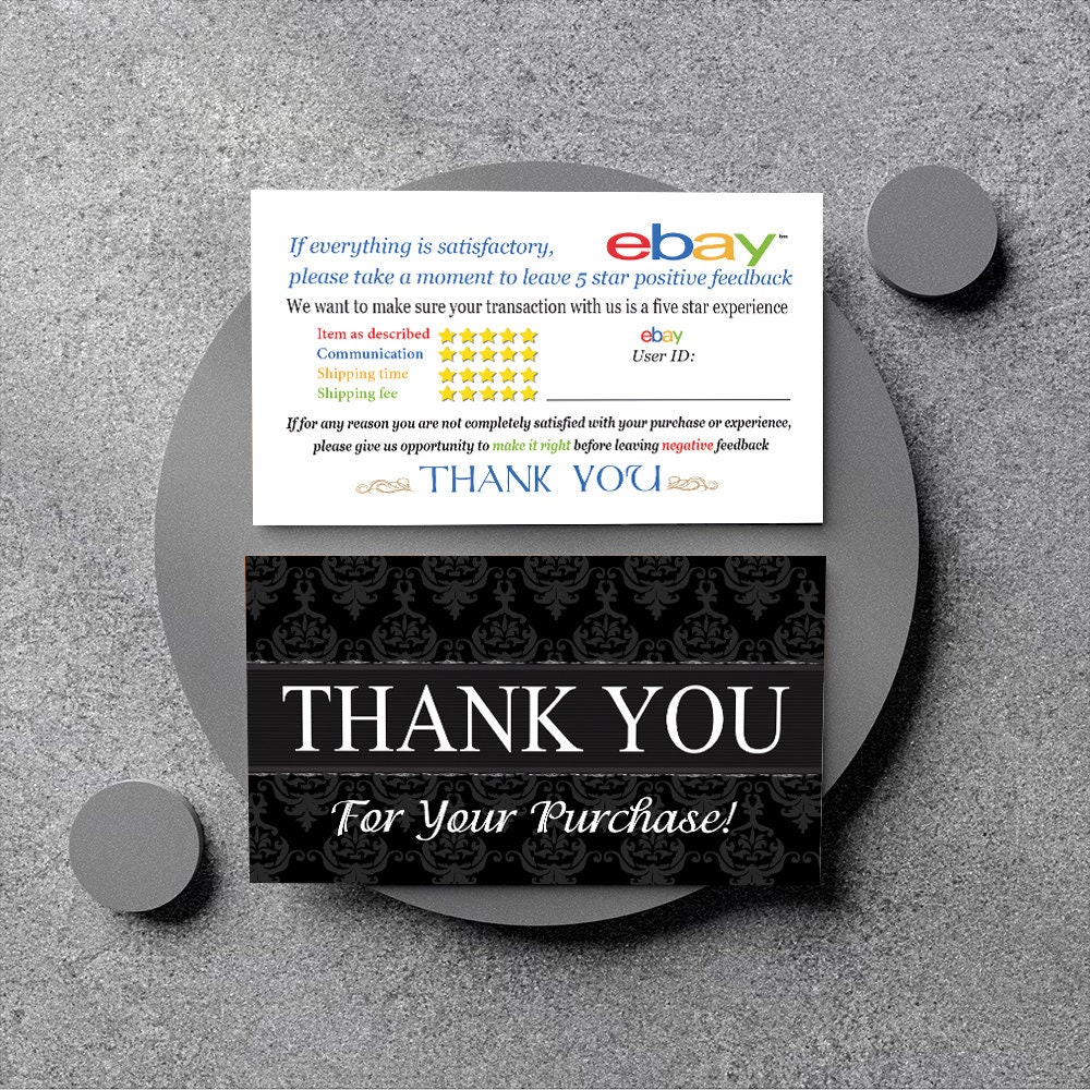 Ebay Thank You Cards Full Color 2 Side Printing Glossy Thick - Etsy