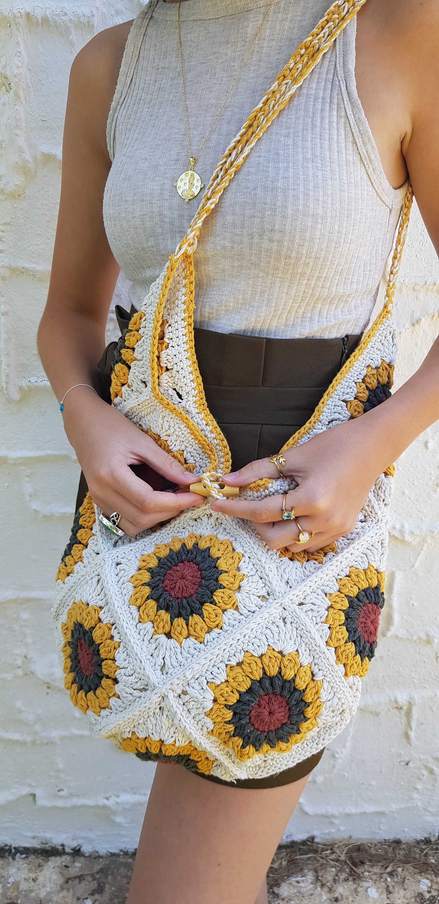 SUNFLOWER Totebag, HANDMADE Floral Cotton Bag, Summer Bag, Beach ...