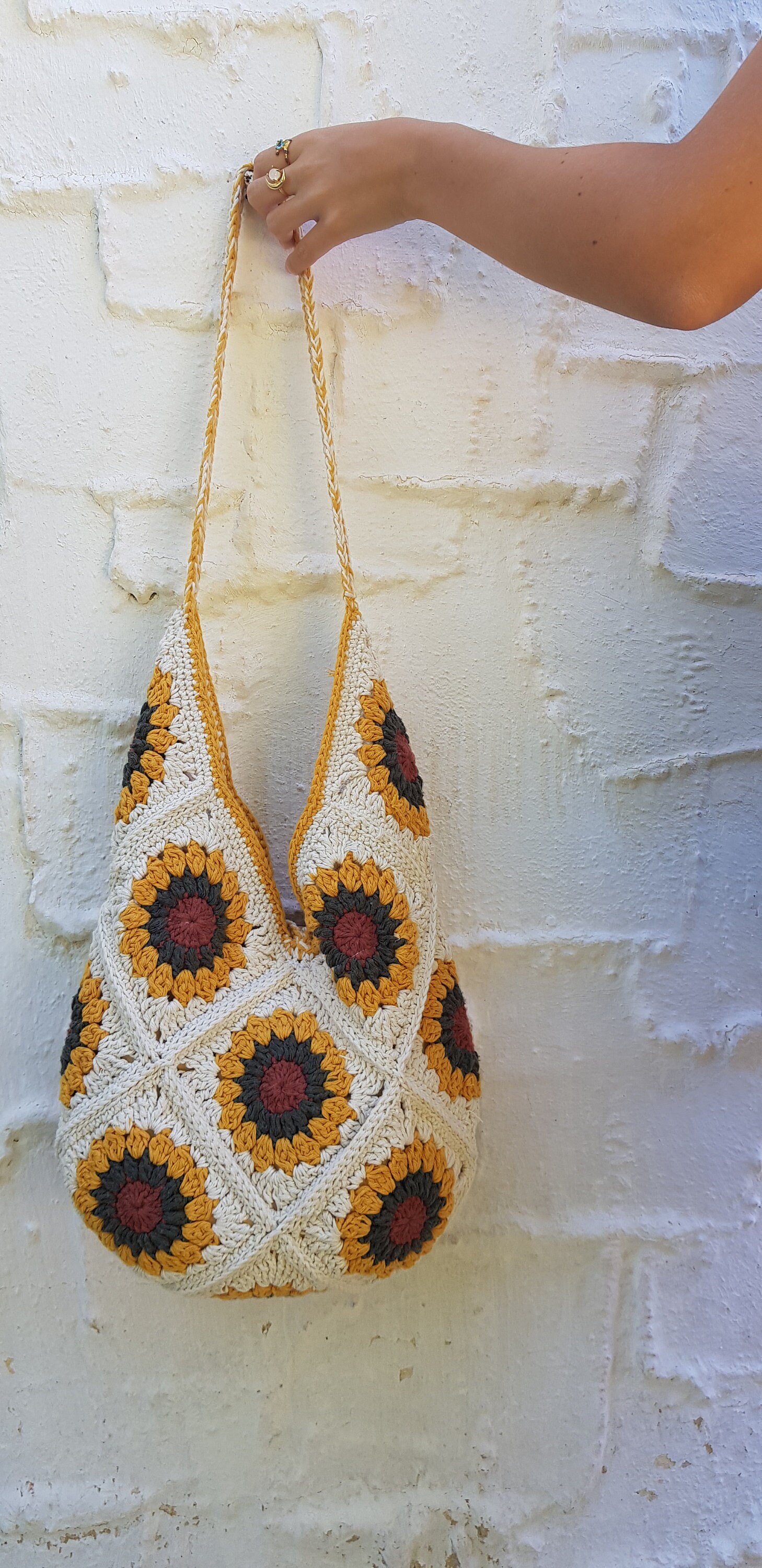 SUNFLOWER Totebag, HANDMADE Floral Cotton Bag, Summer Bag, Beach ...
