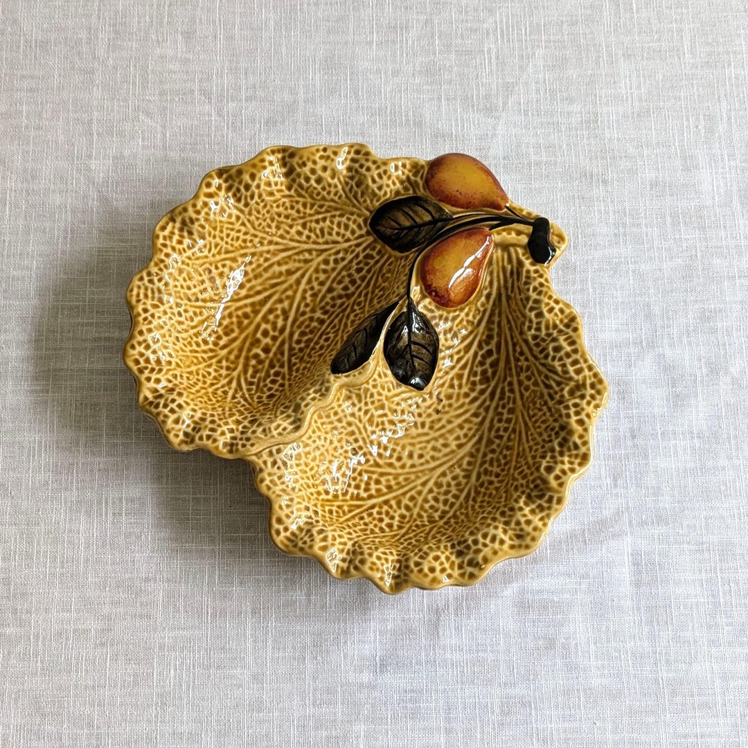 Vintage Majolica Cabbage Ware Dish, Shorter & Sons Serving Dish, Yellow ...