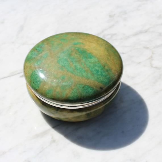 Vintage Green Alabaster Box, Carved Italian Alabaster… - Gem