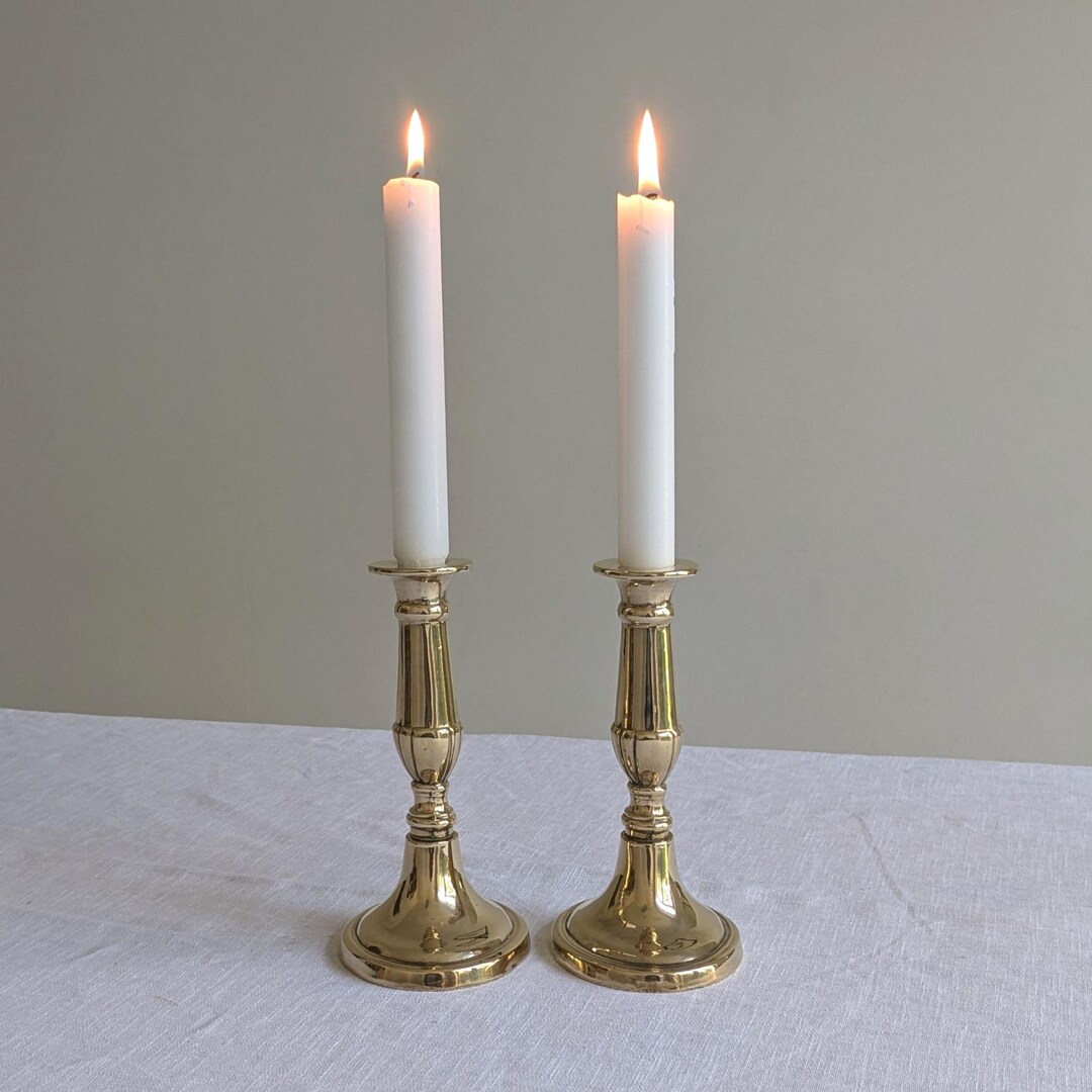 Vintage Brass Candlesticks, Oval Bases, Polished Candlesticks, Brass ...