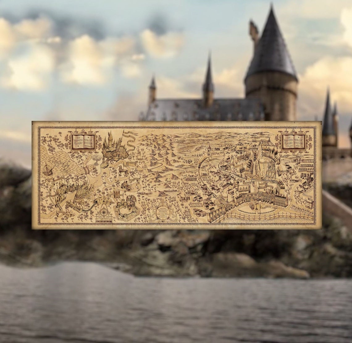 The Wizarding World Of Harry Potter Map With a free Deathly | Etsy