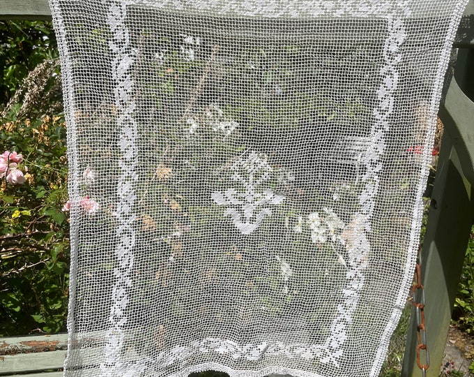 French White Crochet Window Panel, Crochet Lace Window Curtain, French ...