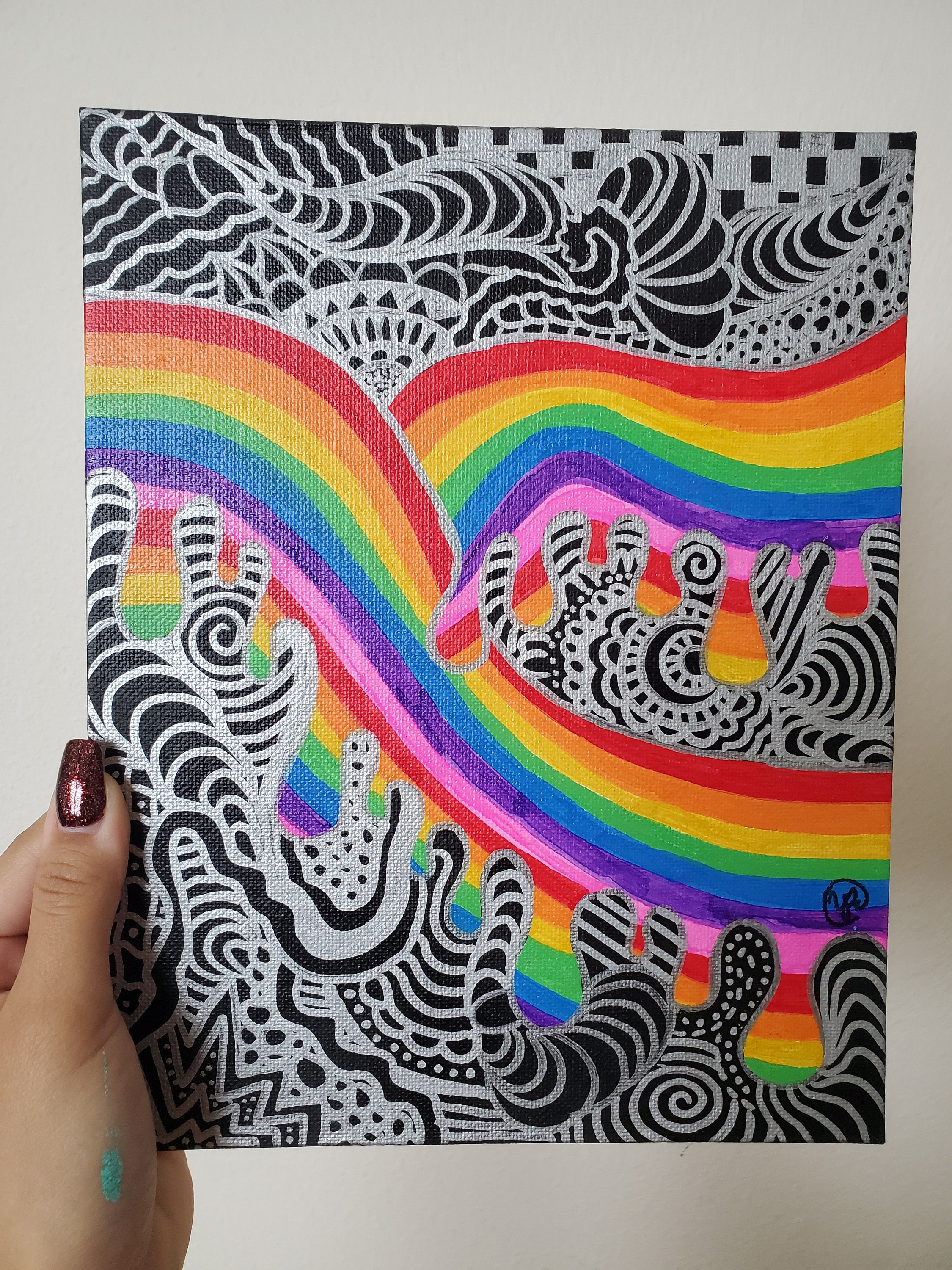 Trippy Drippy Rainbow Painting - Etsy