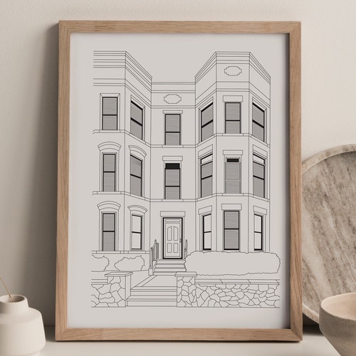 Personalised House Portrait Line Drawing Print. Custom Line | Etsy