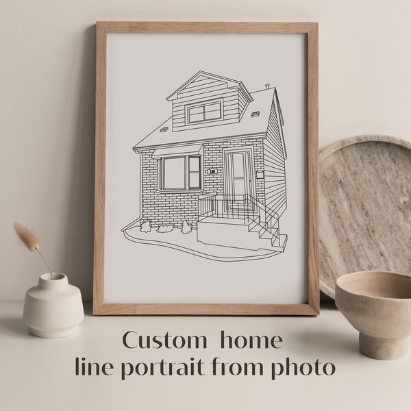 Line Drawing Photo of House - Etsy