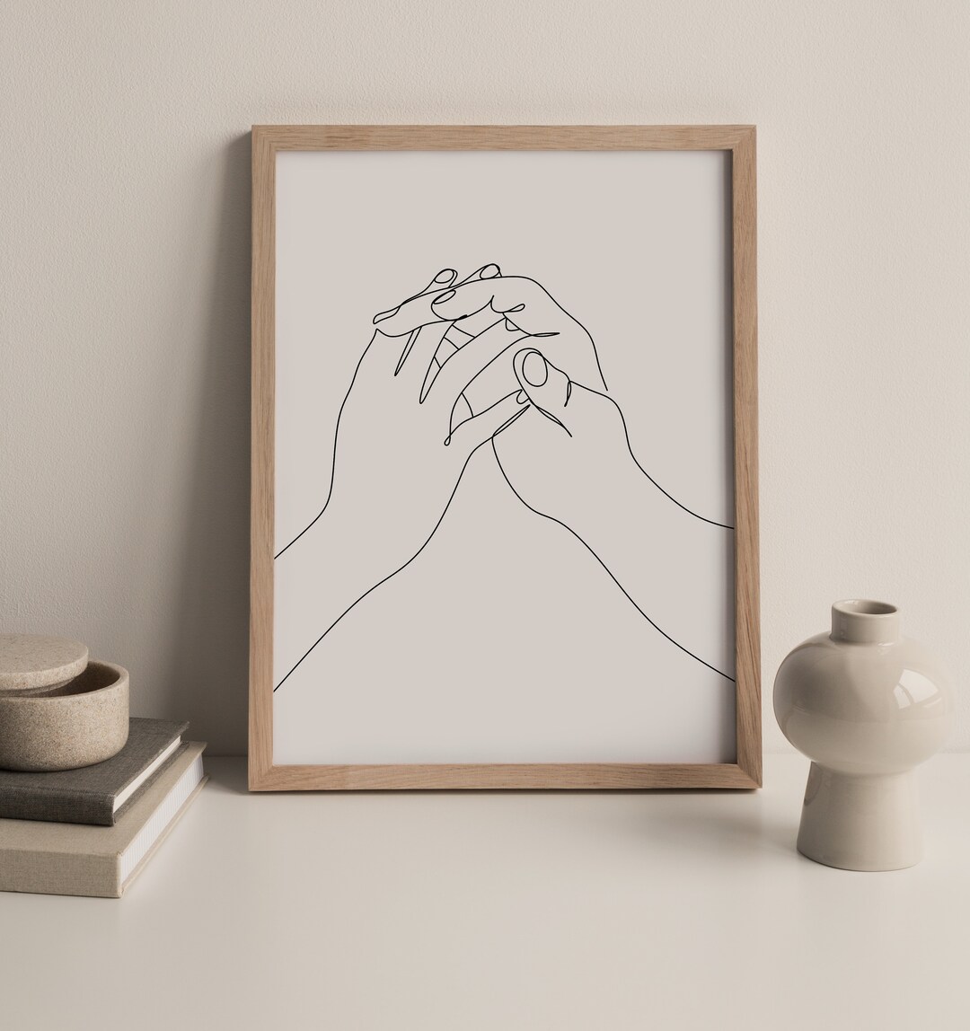 Hands Line Art Print. Line Drawings Hands. Hands Poster. One Line ...
