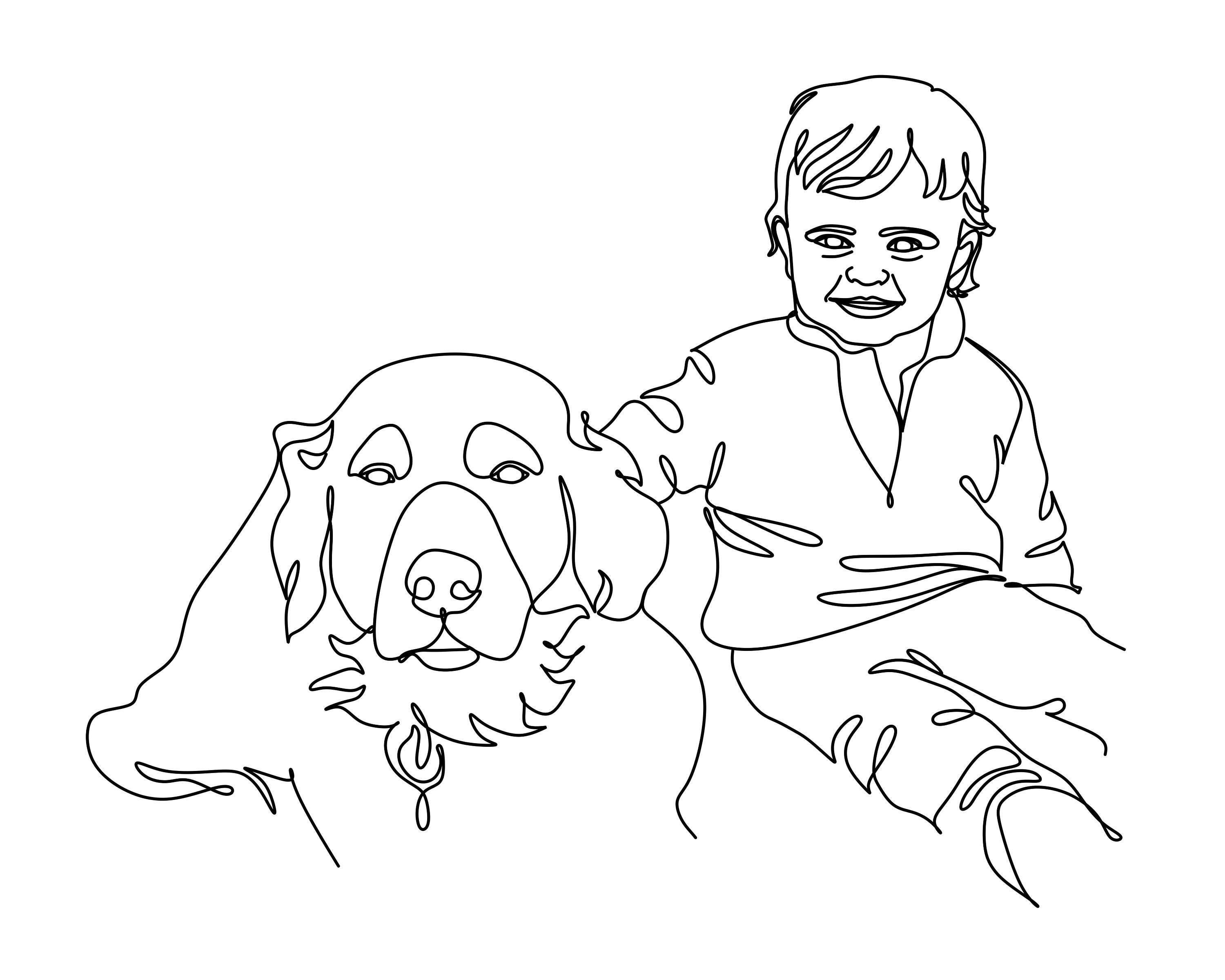 Custom one line drawing with pet One line portrait with dog | Etsy