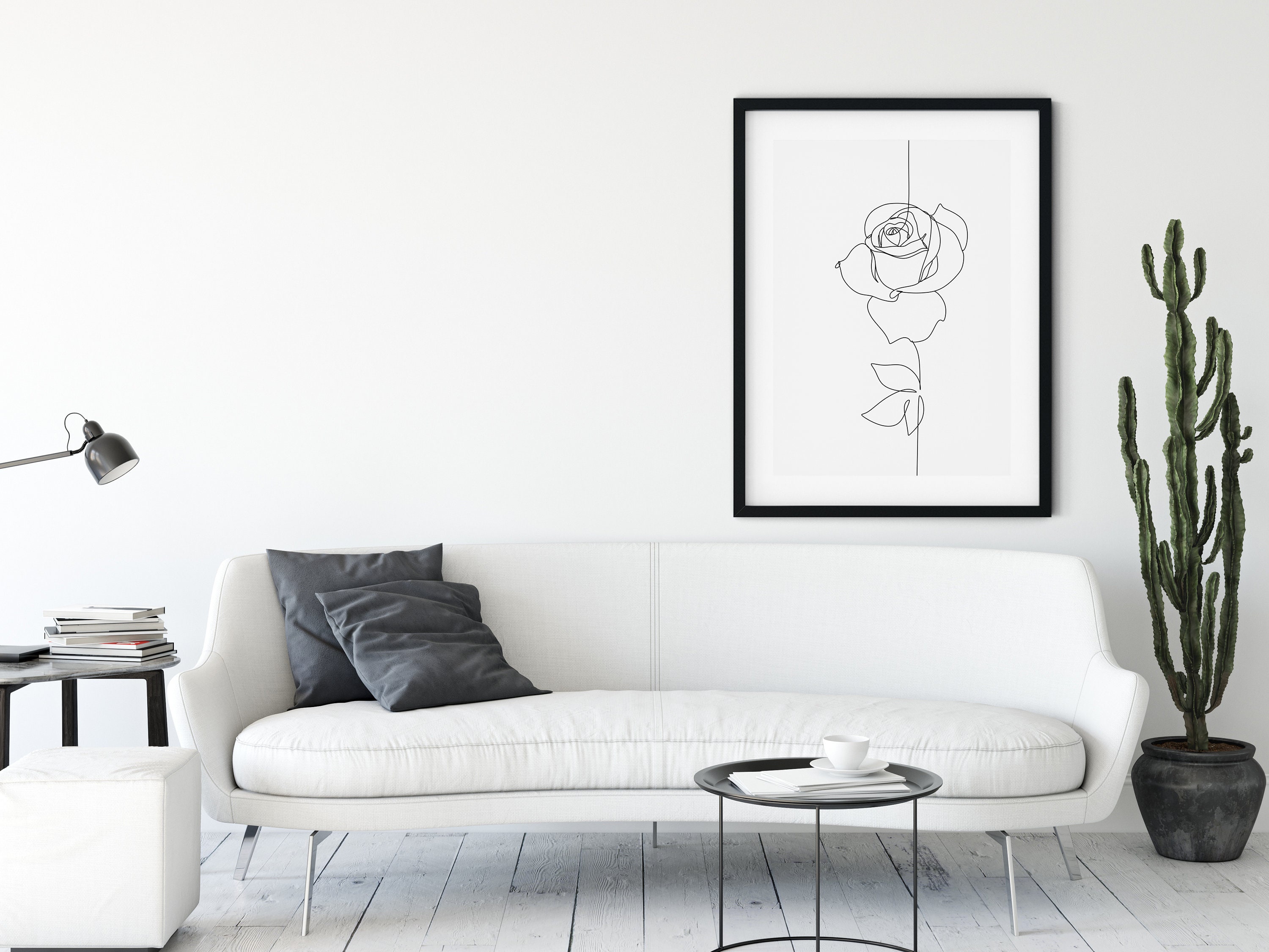 One line rose. Botanical line print art print. Line art | Etsy