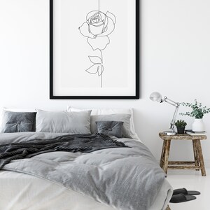 One Line Rose. Botanical Line Print Art Print. Line Art Printable ...