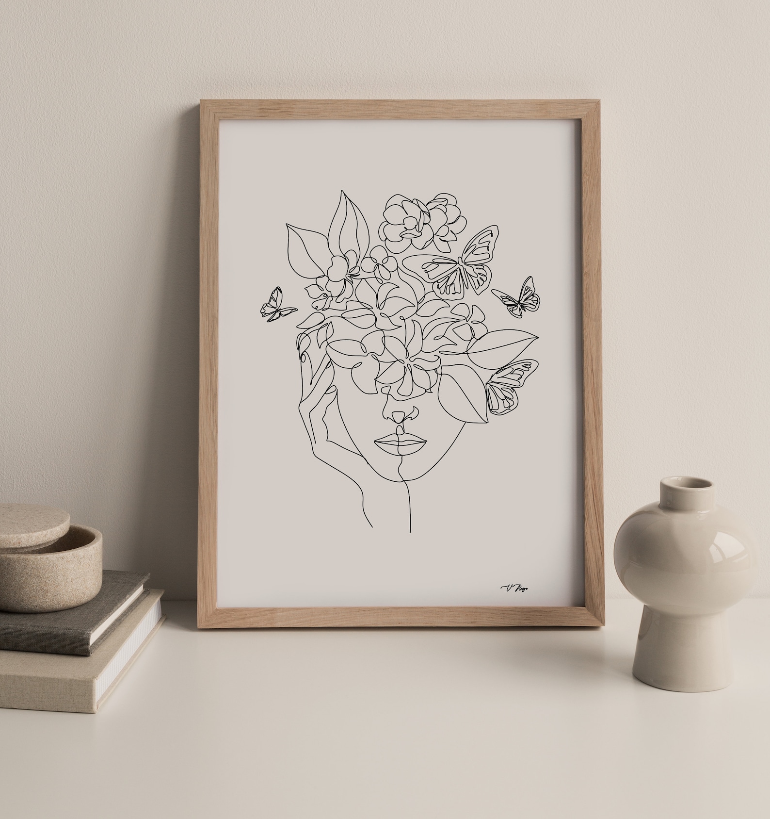 Flower Head Line Art. Flower Head Poster. Woman With Flower - Etsy